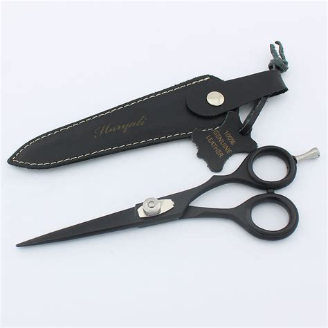 6” Barber Shears With Powder Coating And Genuine Leather Pouch