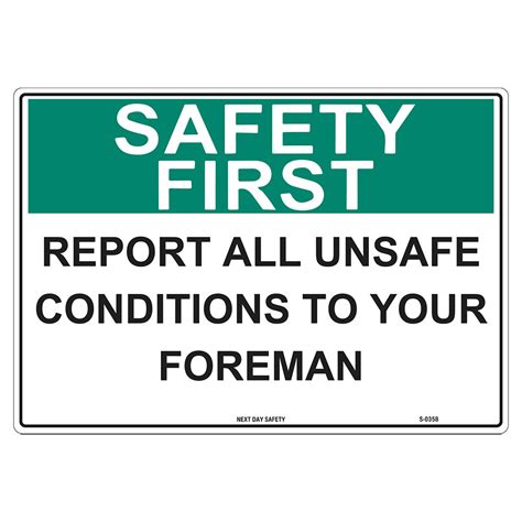 Safety Reporting Reminder Sign Next Day Safety