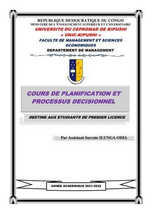 Calaméo Cours De Planification Et Processus Decisionnels