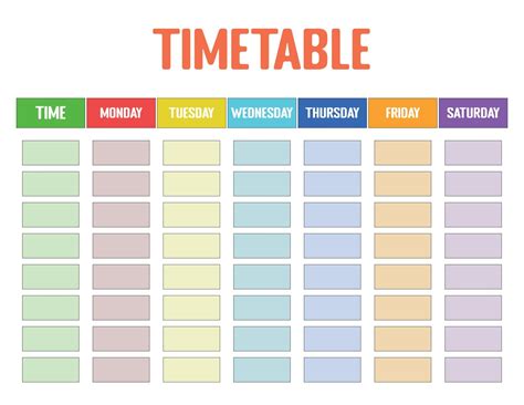 A Simple Timetable For The Week Go Back To The School Timetable