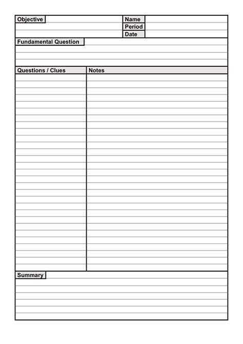 Cornell Notes Printable Template