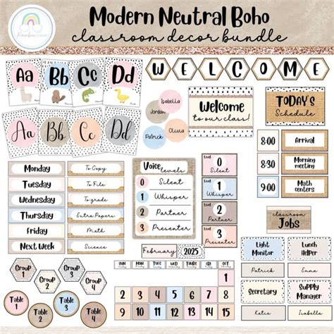 Modern Boho Classroom Decor Bundle Neutral Classroom Theme By Rainbowtown