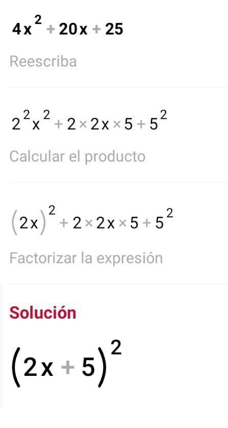 Factorizar 4x²20x25 Brainlylat