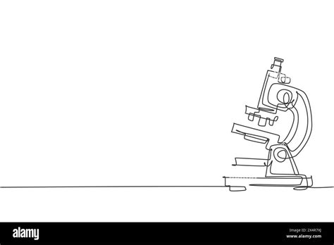 Single One Line Drawing Of Lab Microscope To Magnify Bacteria Size Under The Lens Back To