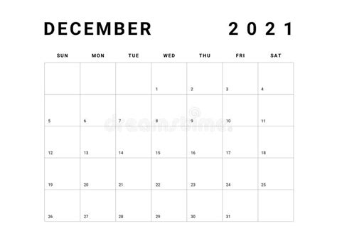 December 2021 Minimalist Calendar Template Stock Illustration