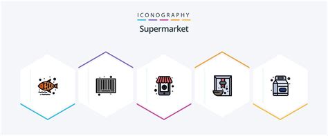 supermarket 25 filledline icon pack including milk beverage online