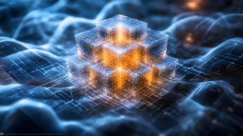 Abstract Digital Network Architecture With Cubes And Glowing Lines