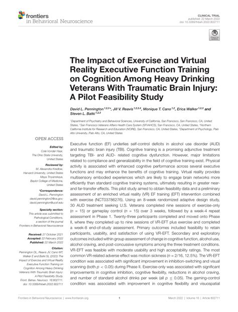 Pdf The Impact Of Exercise And Virtual Reality Executive Function Training On Cognition Among