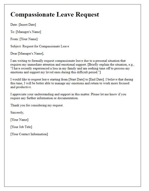 Letter Template For Compassionate Leave Approval Free Samples In Pdf