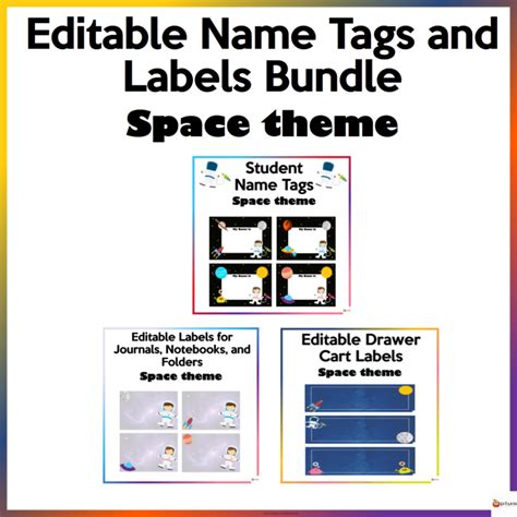 Editable Name Tags And Labels Space Theme Bundle Made By Teachers