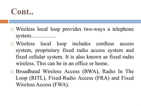 Wireless Local Loop Pptx Computer Networking Computing