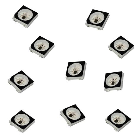 10 X Ws2812b 4 Pin 5050 Smd Rgb Led Black All Top Notch