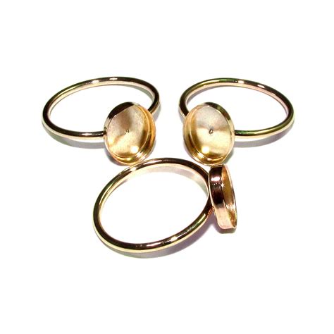 14k Yellow Solid Gold Blank Ring With Bezel Cup 8x10 Mm Size Etsy