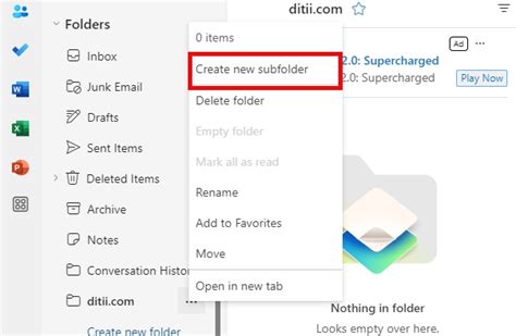 Create Folder Outlook