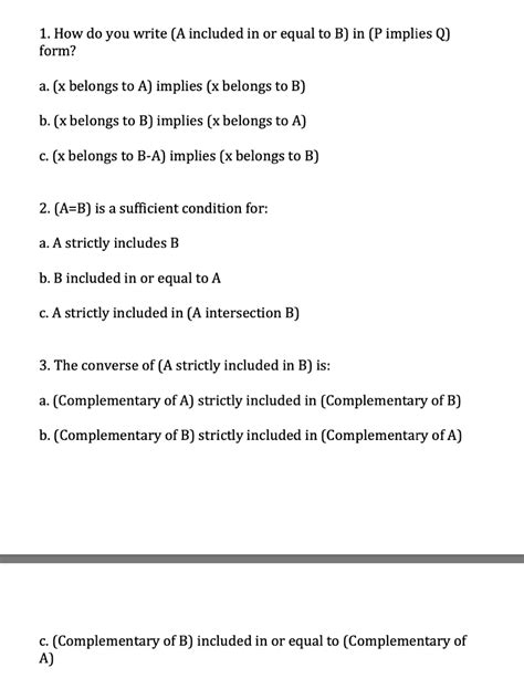 Solved 1 How Do You Write A Included In Or Equal To B In
