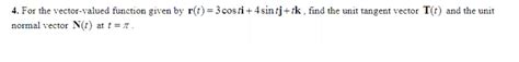 solved 2 for the vector valued function given by r t 3