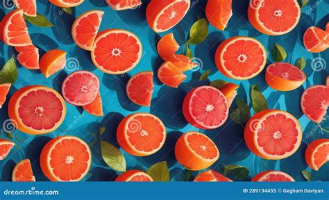 Cliced Cytrus Fruits On Abstract Background Fruits On Colored