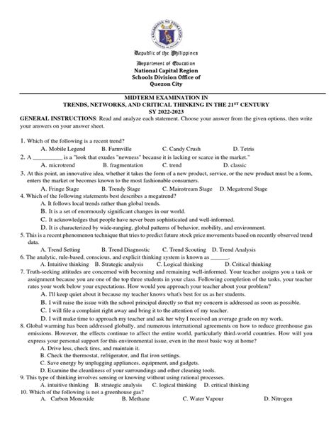 Trends Networks And Critical Thinking Pdf