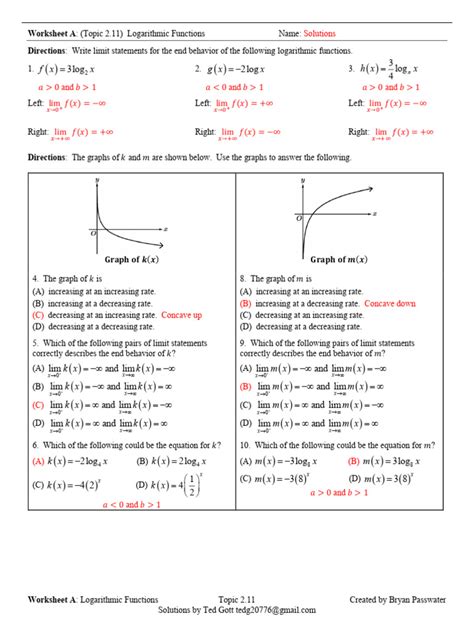 worksheet a key topic 2 11 logarithmic functions 1 pdf pdf combinatorics mathematical objects