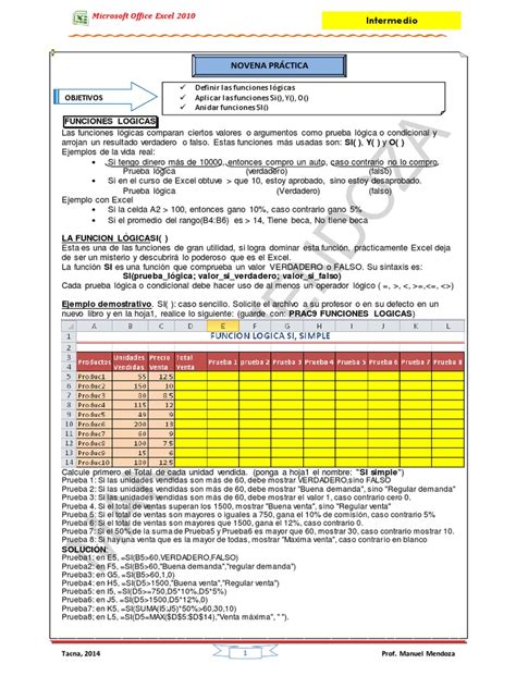 Practica De Excel Intermedio Pdf Microsoft Excel Informática