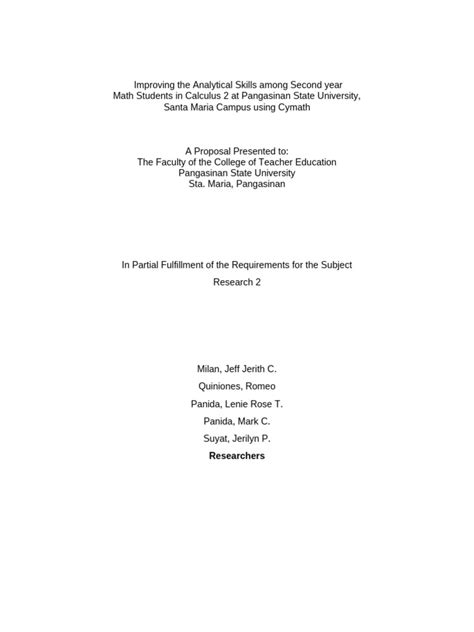 Researchproposalgroup 5 Complete Pdf P Value Calculus