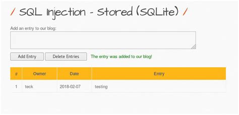 Sql Injection Stored Sqlite · Teckk2