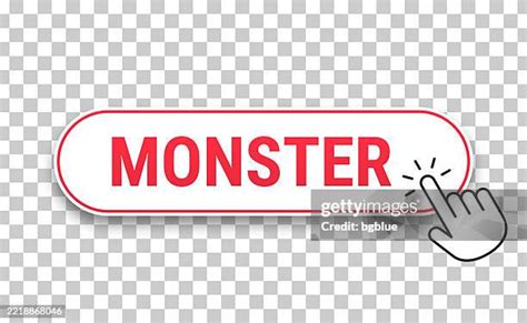 monster 3d click web button with hand cursor on blank background high
