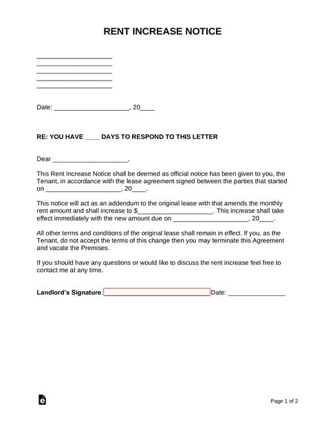 5 Best Free Rent Increase Notice Templates
