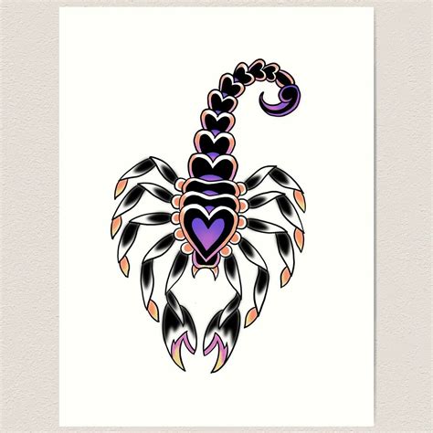 Traditional Scorpion Tattoo Art Print Scorpion Tattoo Turtle Tattoo