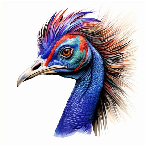 Cassowary Line Drawing With Distinctive Tail Features Premium Ai