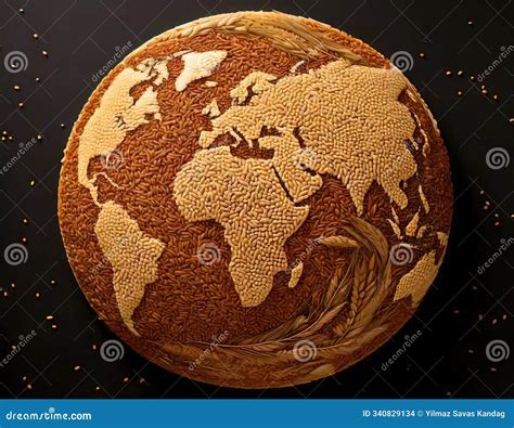 World Grain Mapworld Map Created With Various Seeds Stock Image