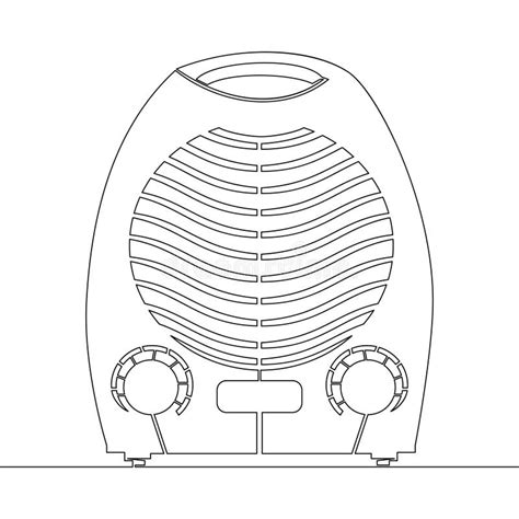 Continuous One Single Line Drawing Portable Electric Air Heater Heating Icon Vector Illustration
