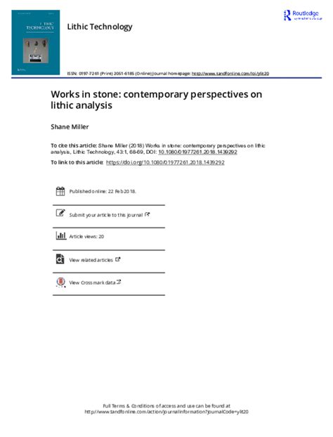Pdf Works In Stone Contemporary Perspectives On Lithic Analysis
