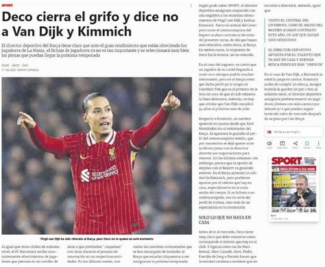 Sport Van Dijk Has Been Offered To Barcelona Decision Made