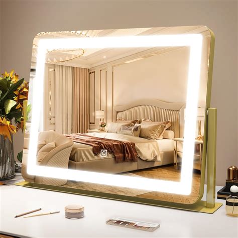 Rolove Gold Vanity Mirror With Lights Smart Touch Dimming 3 Color