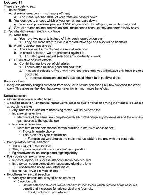 Psych 3f03 Lecture 11 Lecture 11 There Are Costs To Sex Its