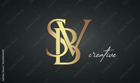 Luxury Letters Sbv Golden Logo Icon Premium Monogram Creative Royal Logo Design Stock Vector