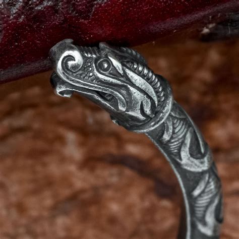 Scandinavian Silver Plated Bronze Dragon Arm Ring Skullvikings
