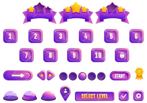 Premium Vector Select Game Level Icons Set Cartoon Vector Indicator