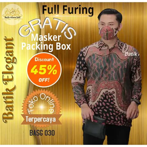 Jual Batik Pria Lengan Panjang Katun Cowok Seragam Kantor Premium Produksi Batik Solo Aluna Basg