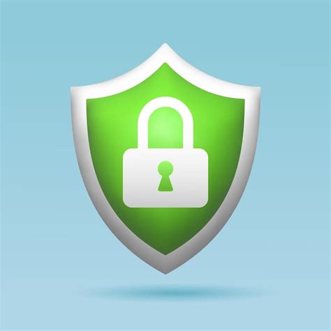 Premium Vector 3d Green Shield Padlock Internet Security Firewall Antivirus Protected Secure