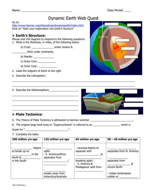 Plate Tectonics Diagram Worksheet Answer Key Printable Calendars At A