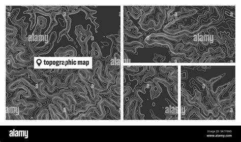 Colorful Topographic Map Sets With Contour Lines Geographic Terrain