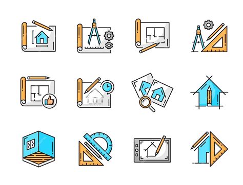 Premium Vector Architect Development And Interior Design Icons