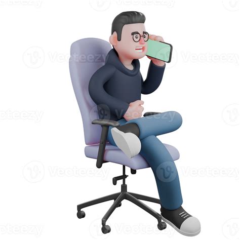 Professional Male Programmer In 3d Animation A Male Programmer Is Sitting On His Work Chair