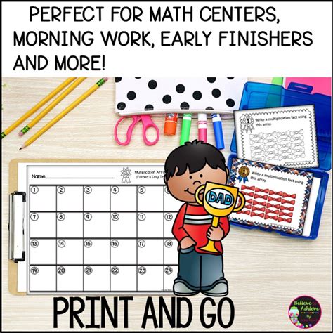 multiplication array task cards father s day math made by teachers