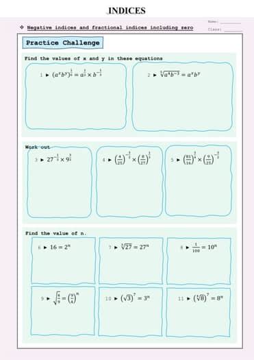 Algebra5 Direct Inverse Proportion Index Notation 78910th Hs Math