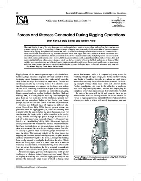 Pdf Forces And Stresses Generated During Rigging Operations