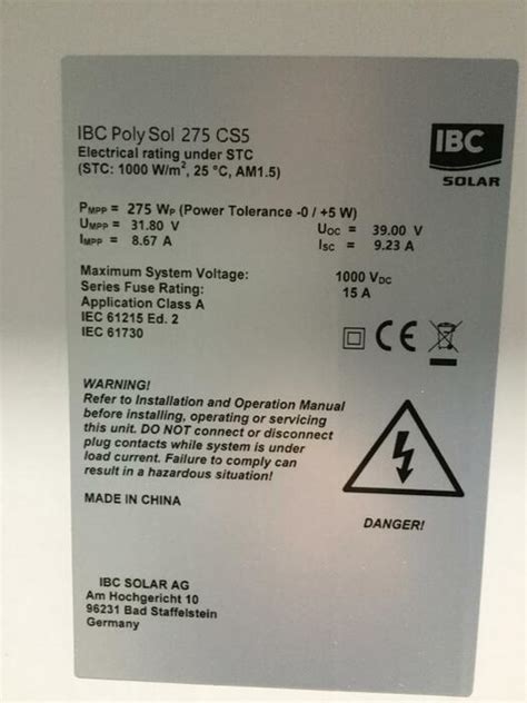 Solar Panel Ibc Solar Ibc Polysol 275 Cs5 275wp Poly Secondsol