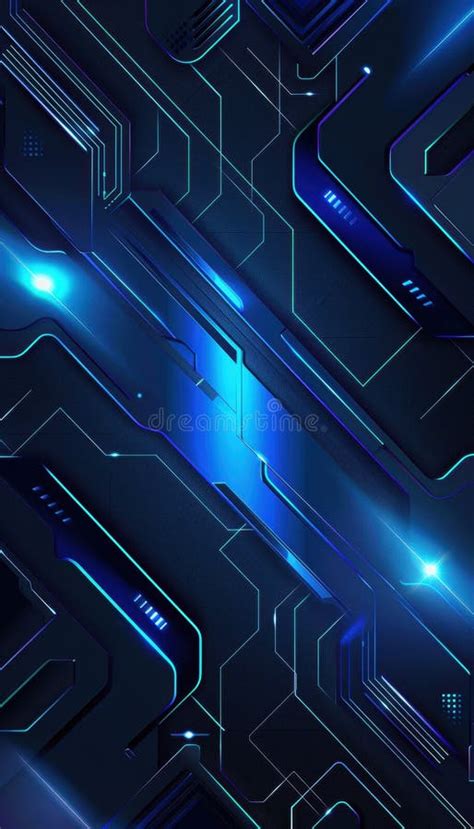 Minimalistic Blue Technology Background With Glowing Geometric Lines For Modern Design Stock